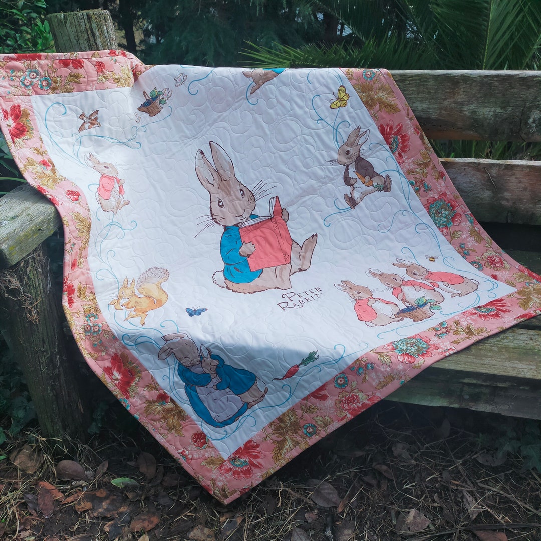 Baby Girl Quilt, Pink Peter Rabbit Quilt, Personalized Baby Quilt ...