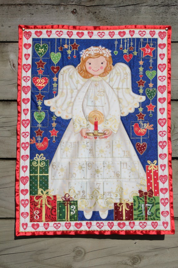 Angel Advent Calendar for Christmas with hanging sleeve. | Etsy