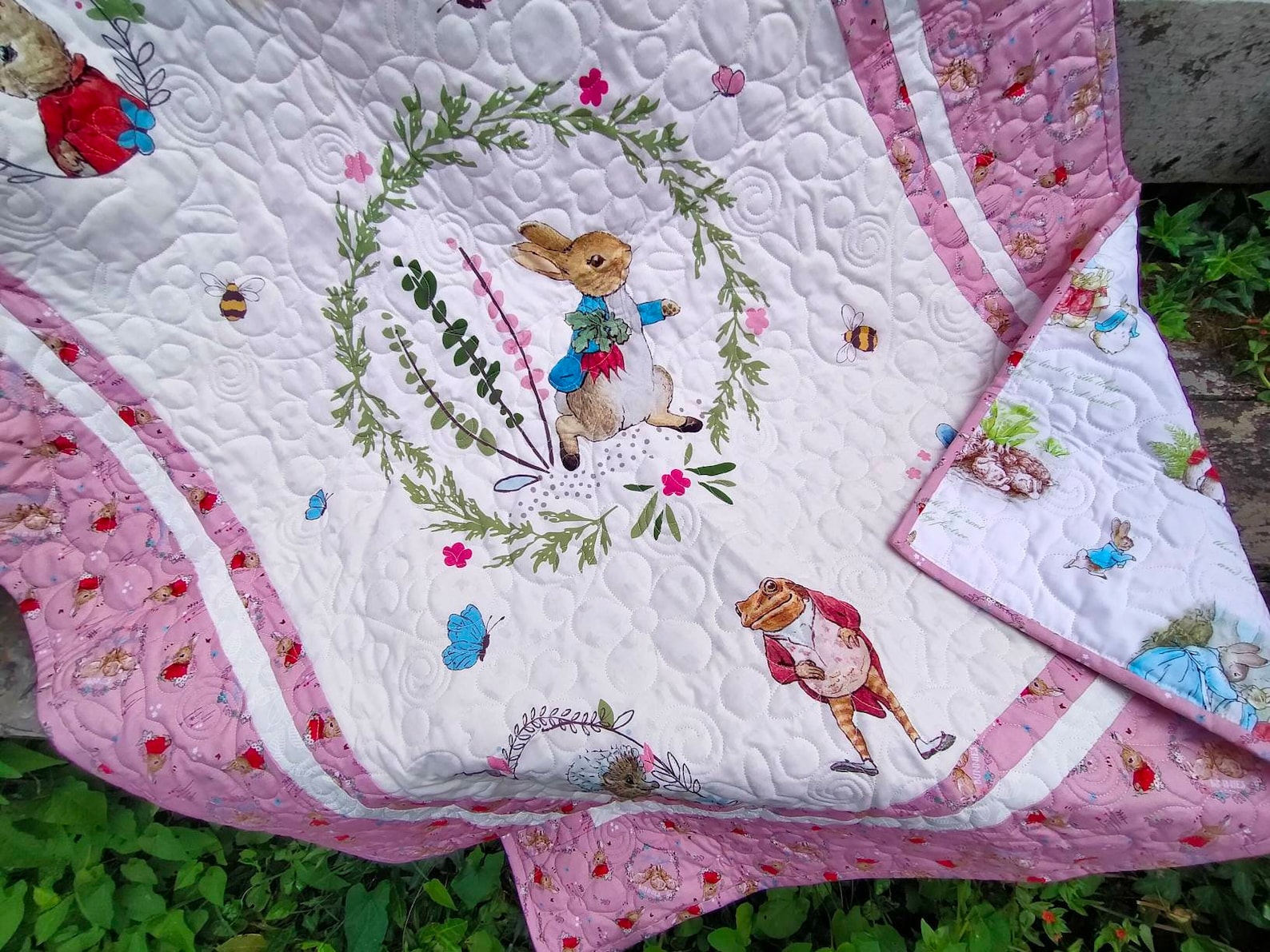 Baby Girl Quilt Pink Quilt Peter Rabbit Quilt Personalized - Etsy