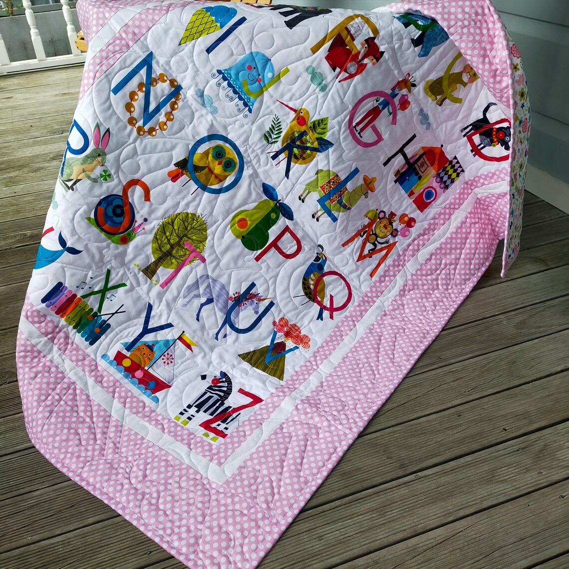 Baby Girl Quilt, ABC Quilt, Personalized Option - Etsy