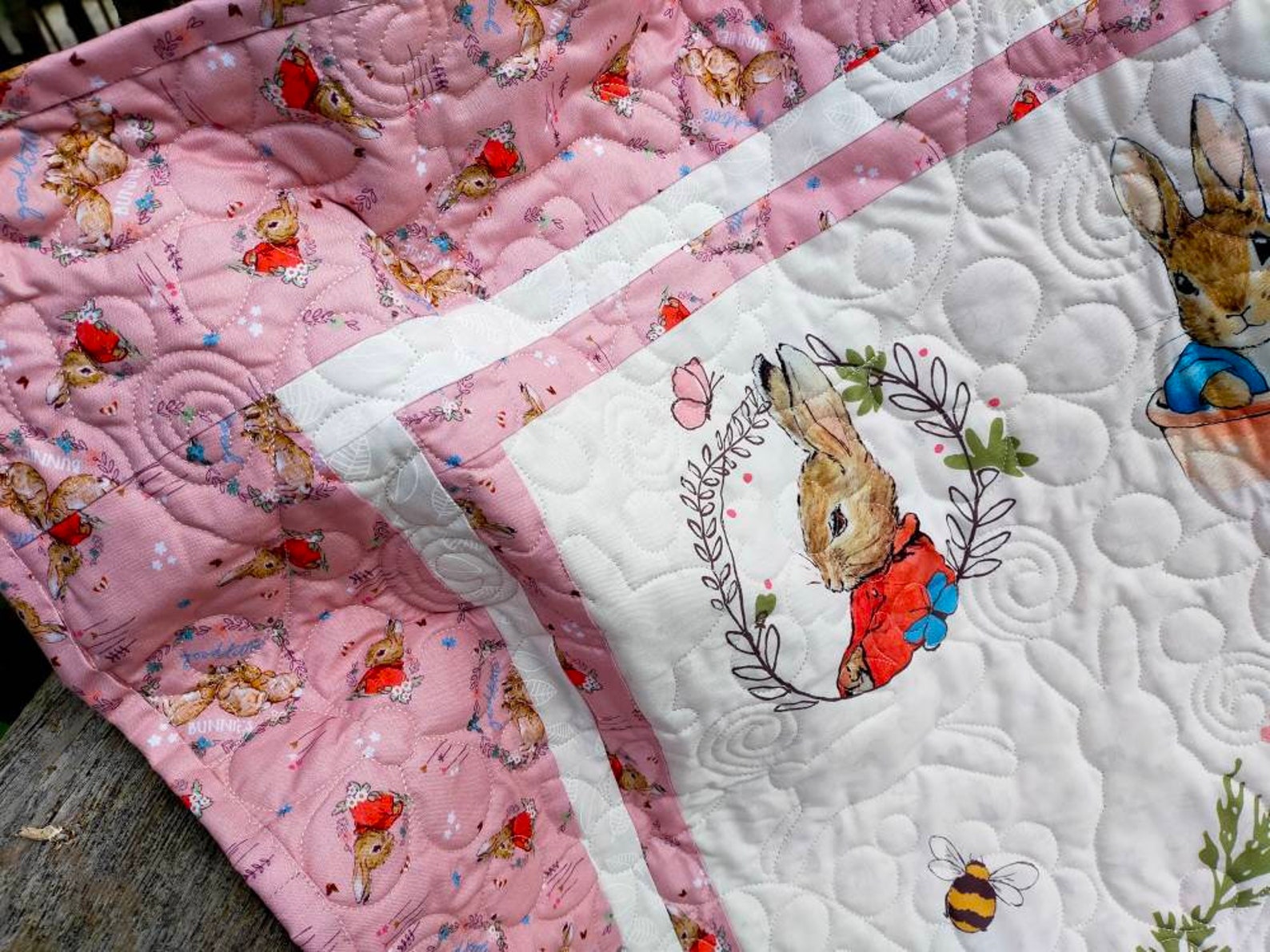 Baby Girl Quilt Pink Quilt Peter Rabbit Quilt Personalized - Etsy