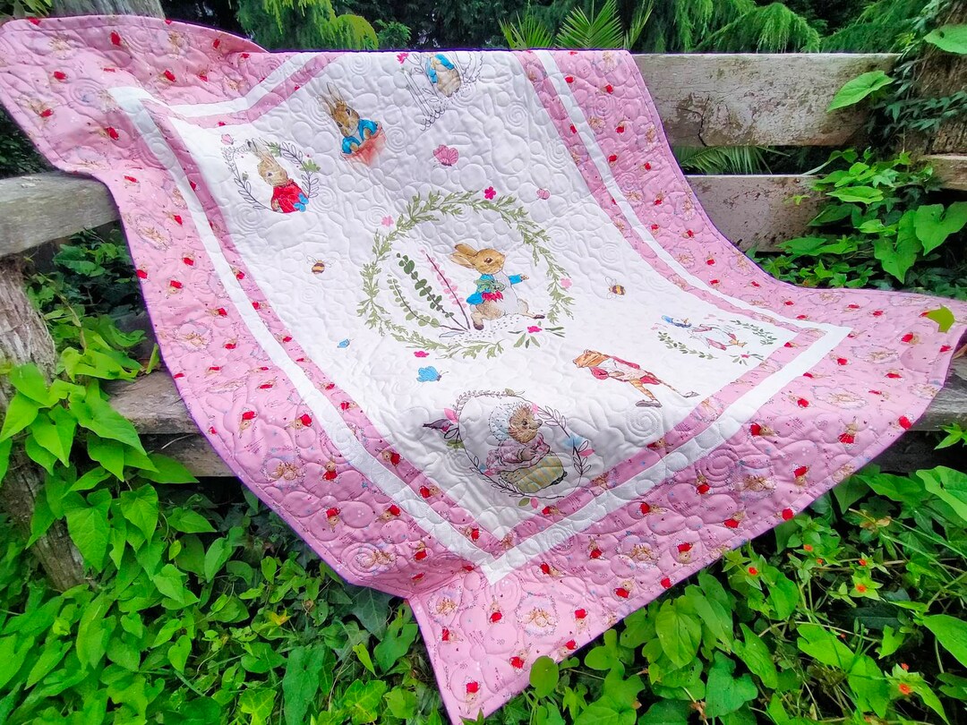 Baby Girl Quilt, Pink Quilt, Peter Rabbit Quilt, Personalized Baby ...
