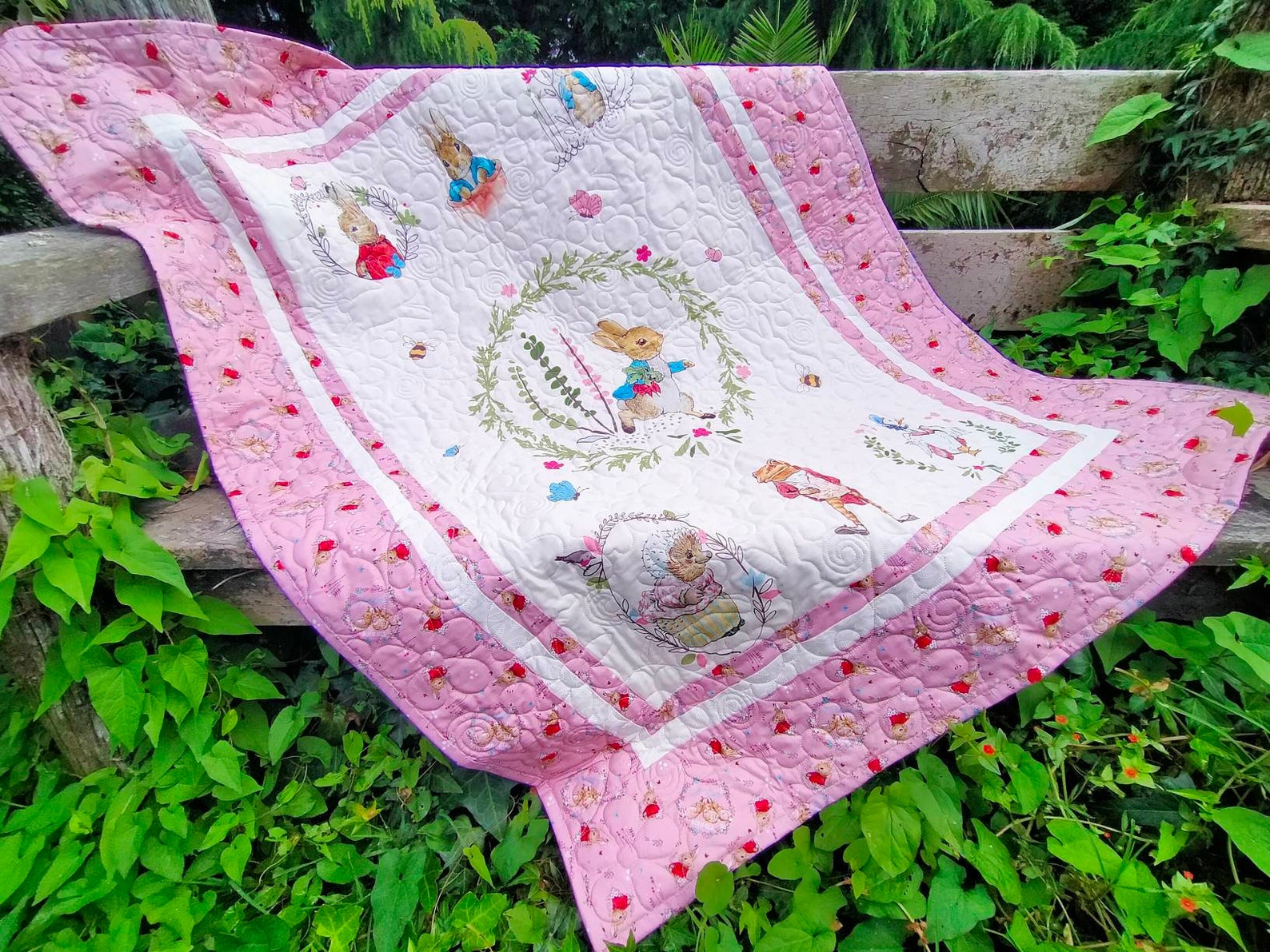 Baby Girl Quilt Pink Quilt Peter Rabbit Quilt Personalized - Etsy