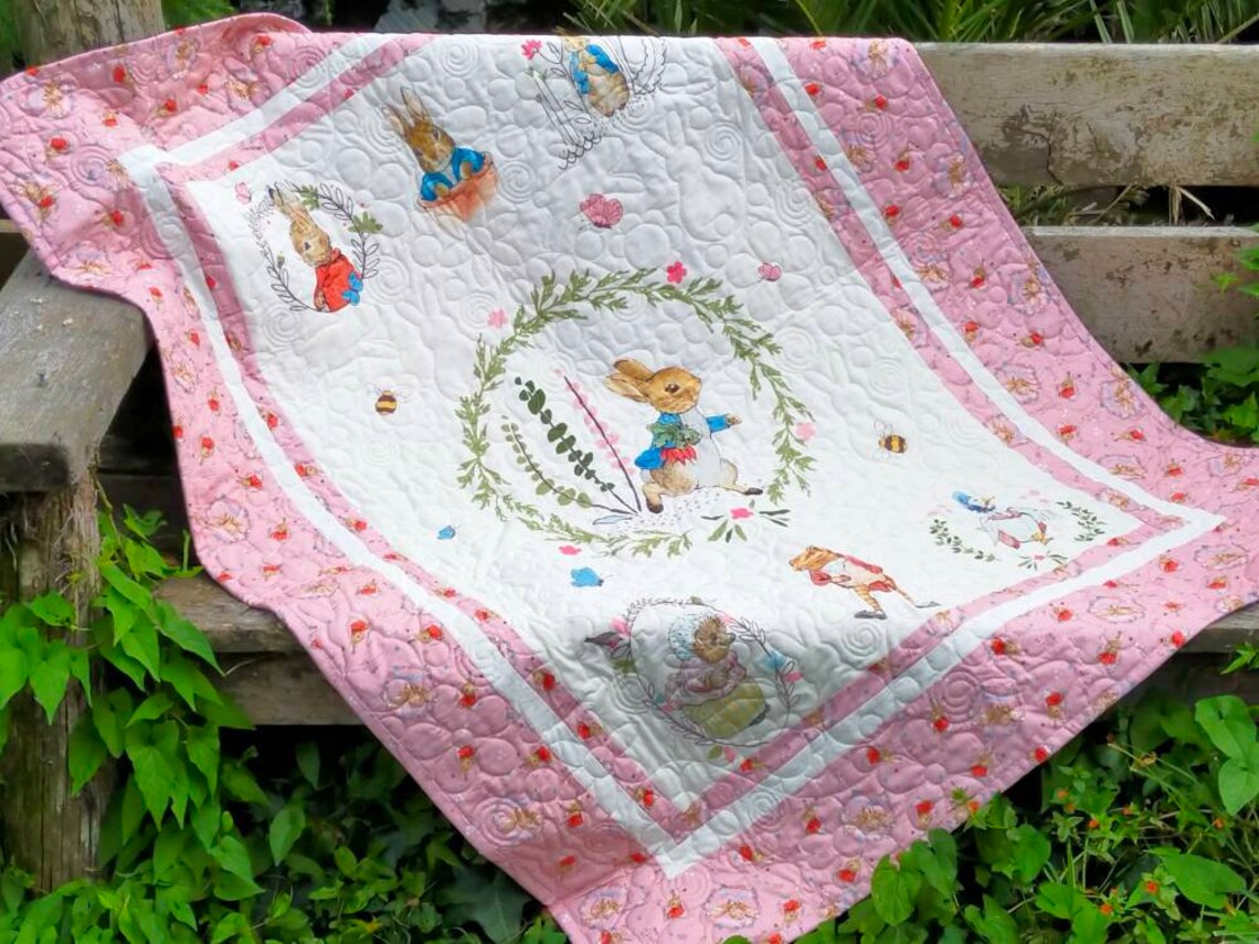 Baby Girl Quilt Pink Quilt Peter Rabbit Quilt Personalized - Etsy