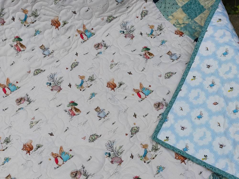 Peter Rabbit Baby Quilt in Blue Beatrix Potter Nursery Baby | Etsy