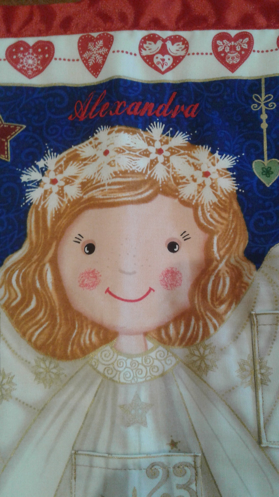 Angel Advent Calendar for Christmas, With Hanging Sleeve. Personalized ...