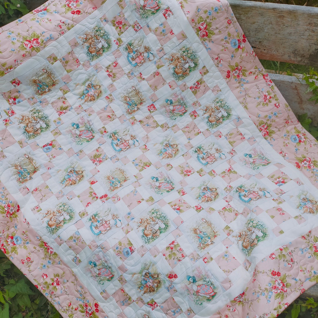 Baby Girl Quilt, Pink Quilt, Peter Rabbit Quilt, Personalized Baby ...