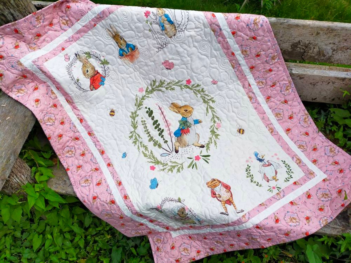 Baby Girl Quilt Pink Quilt Peter Rabbit Quilt Personalized - Etsy