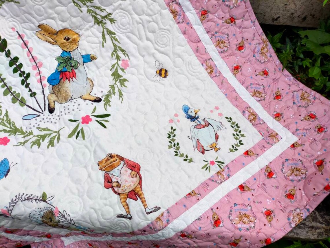 Baby Girl Quilt Pink Quilt Peter Rabbit Quilt Personalized - Etsy