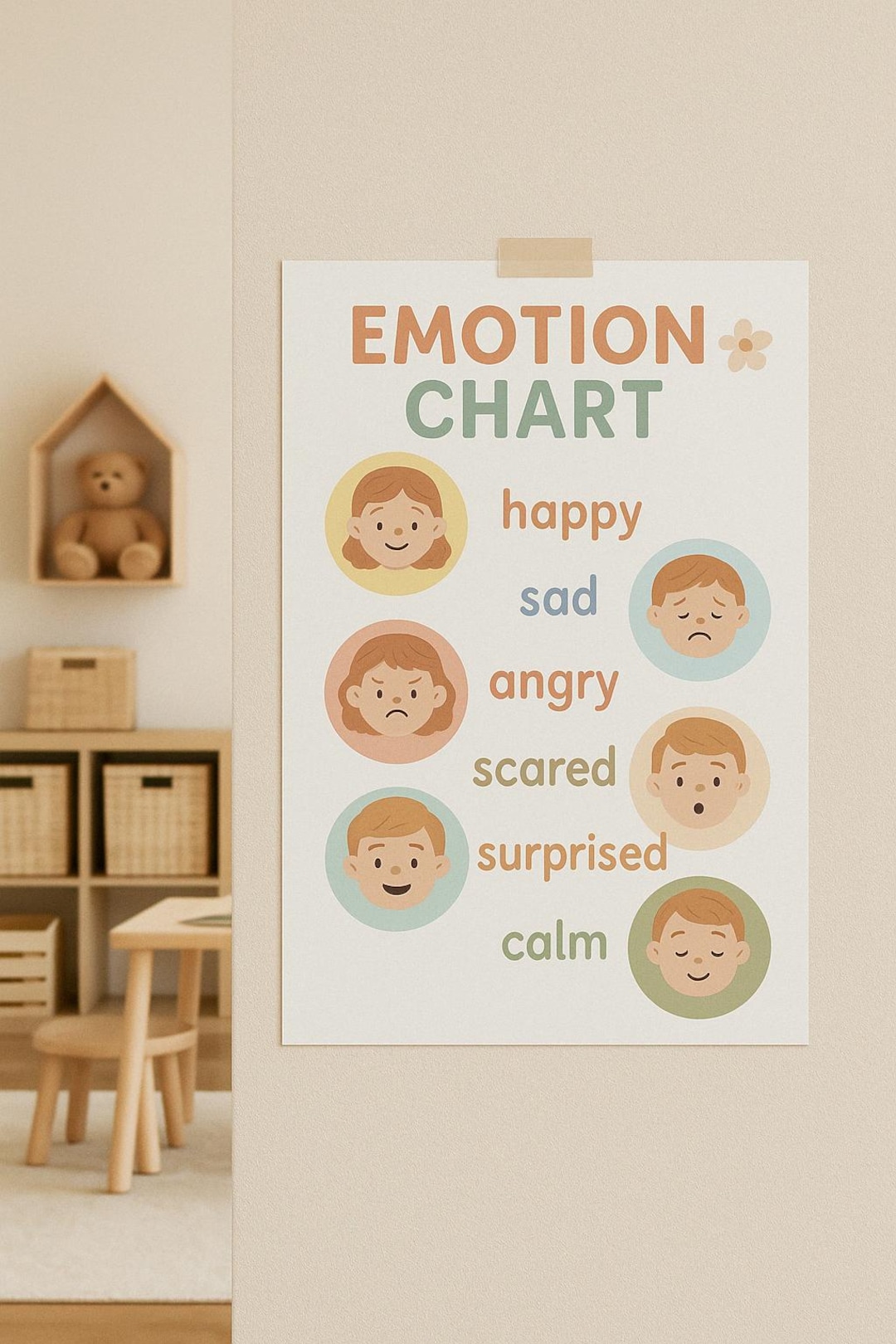 Printable Emotion Chart for Kids | Feelings Visual Poster for Toddlers ...