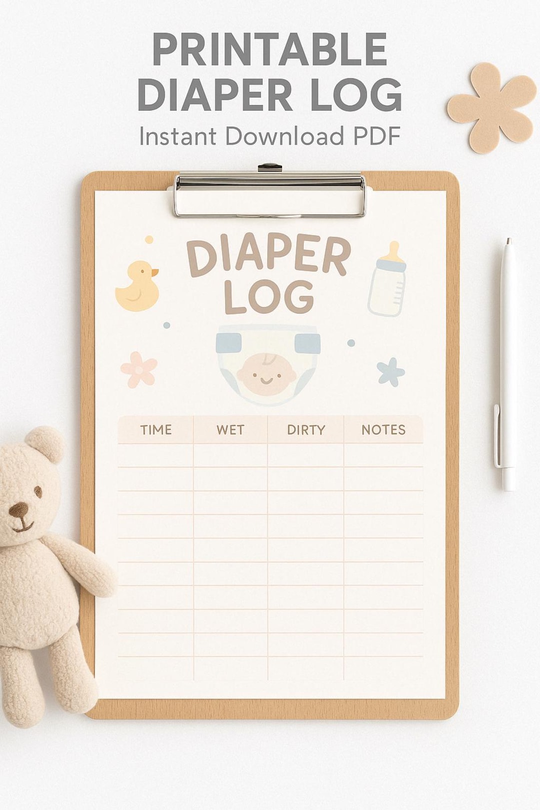 Printable Diaper Log | Baby Daily Tracker | Newborn Feeding & Diaper ...