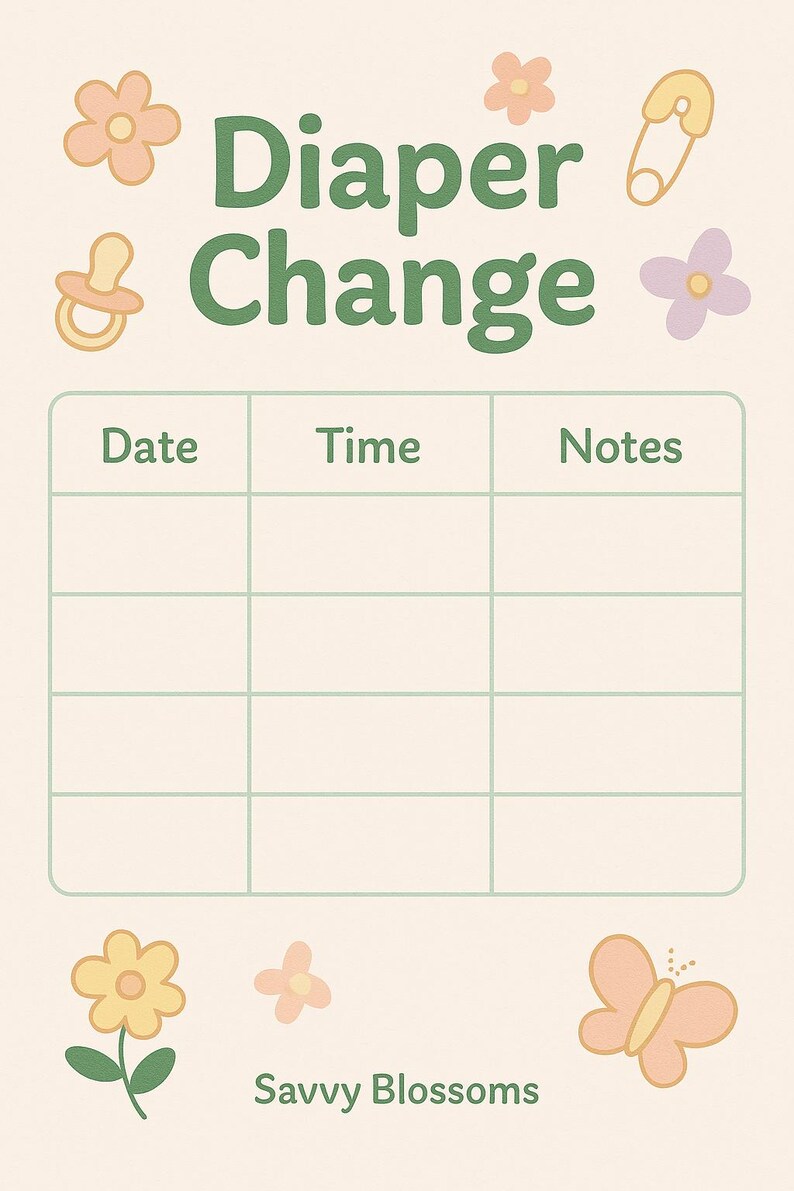 Printable Diaper Log | Baby Daily Tracker | Newborn Feeding & Diaper ...