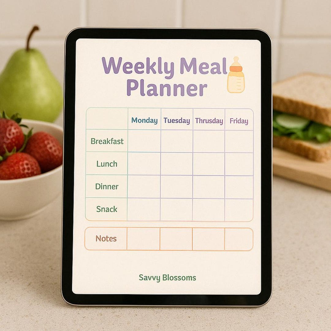 Printable Weekly Meal Planner | Pastel Toddler Food Schedule | Daycare ...