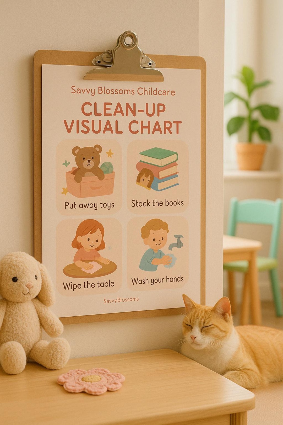 Clean-up Visual Chart for Kids | Printable Toddler Routine | Pastel ...