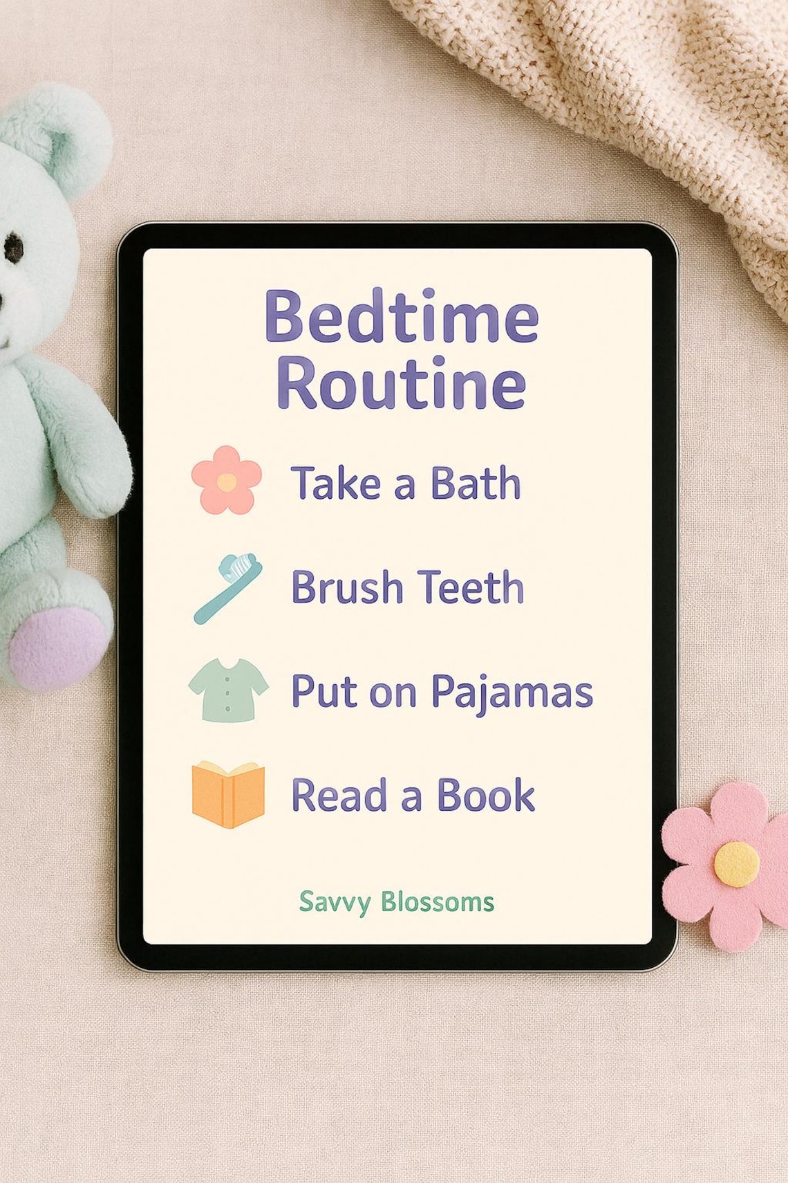 Toddler Bedtime Routine Chart: Visual Schedule, Pastel Colors (instant ...