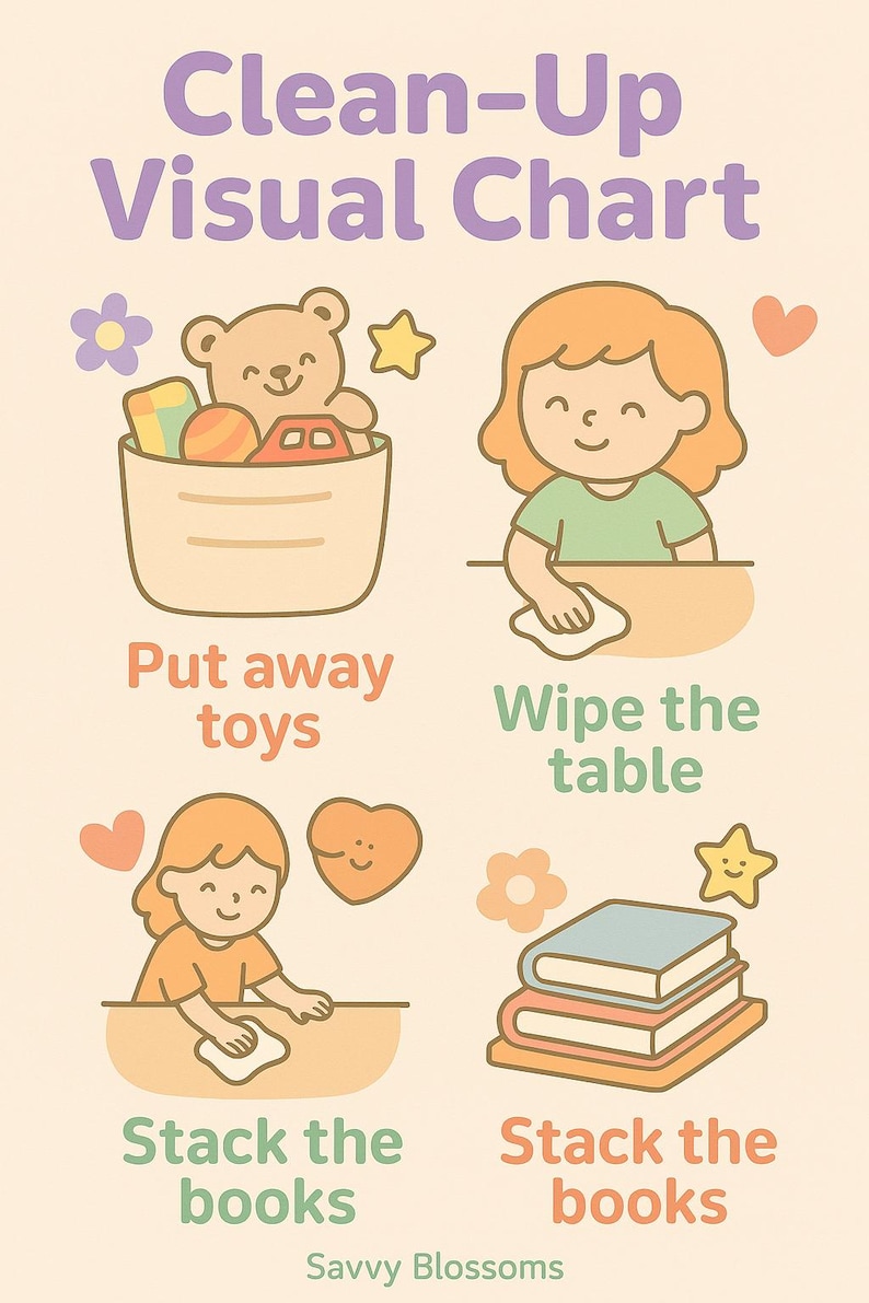 Clean-up Visual Chart for Kids | Printable Toddler Routine | Pastel ...