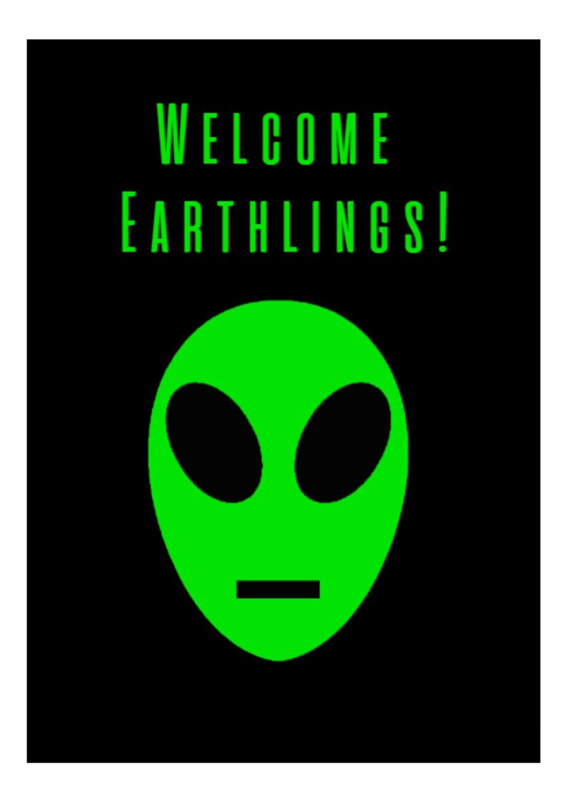 Welcome Earthlings Alien Sign Party Celebration Halloween Decorations ...