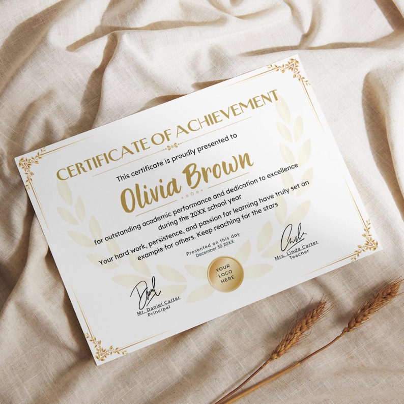 Editable Certificate of Achievement Canva Template – Digital Award ...