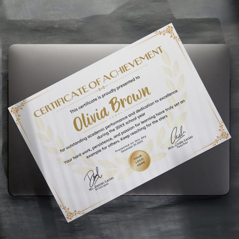 Editable Achievement Certificate Template: Printable Award for Students ...