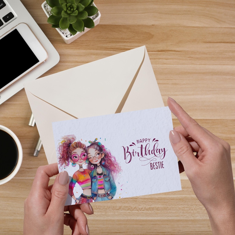 Teen Bestie Birthday Card | Girls Illustration (digital Download - Etsy