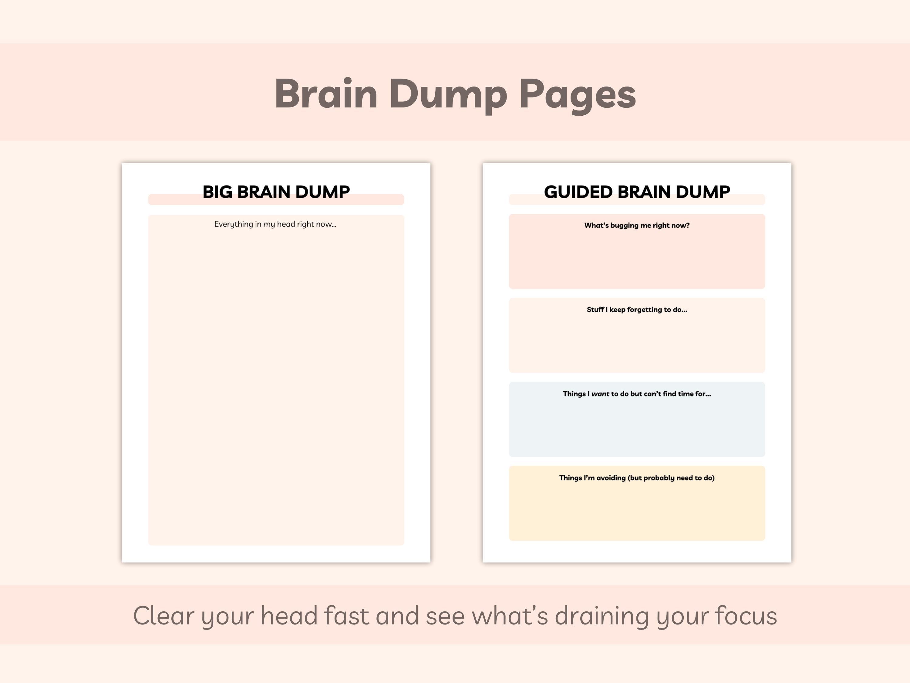 Editable ADHD Brain Dump Printable Template Daily Planner To-do List ...