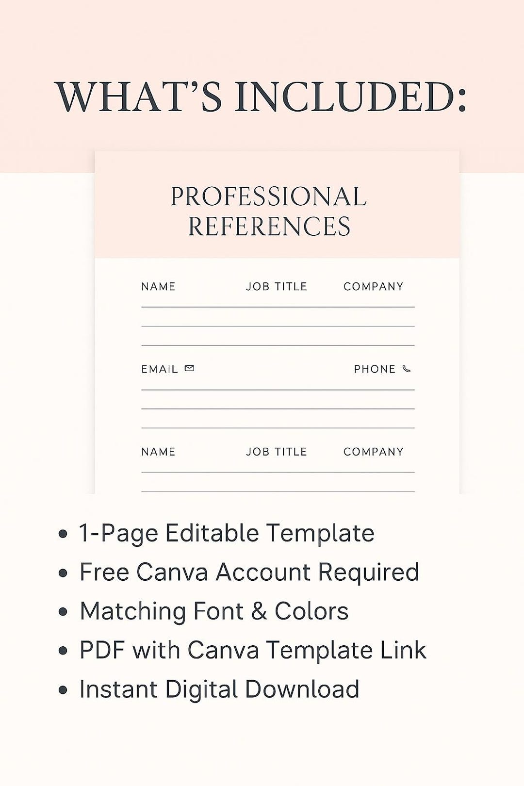 Editable References Template | Canva Resume Add-on | Blush Aesthetic ...