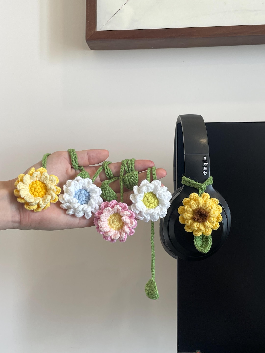 Crochet Flowers Headphone Accessory, Cute Crochet Headphone Accessory ...