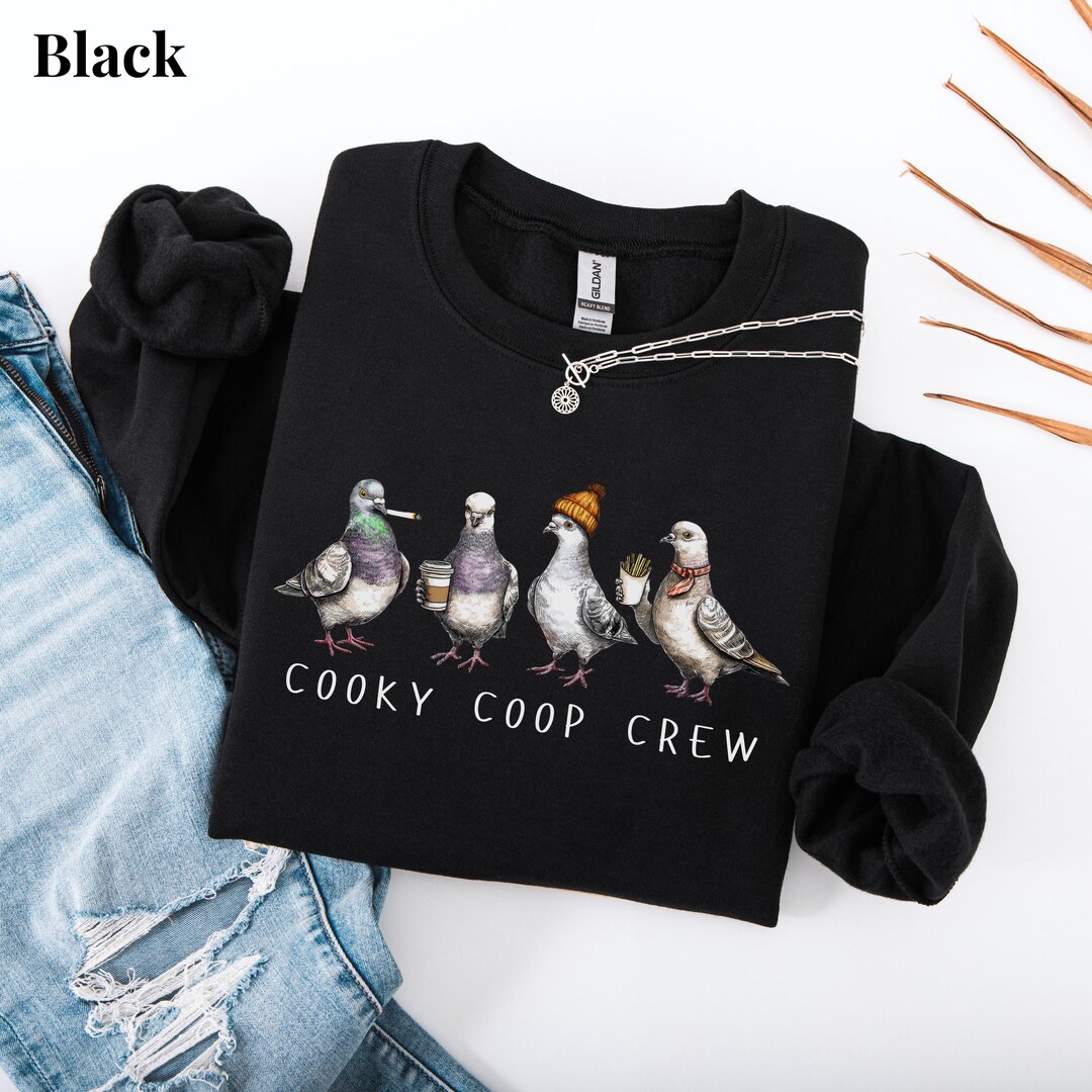 Cooky Coop Crew Pigeon Sweater, Funny Pigeon Crewneck, White Elephant ...