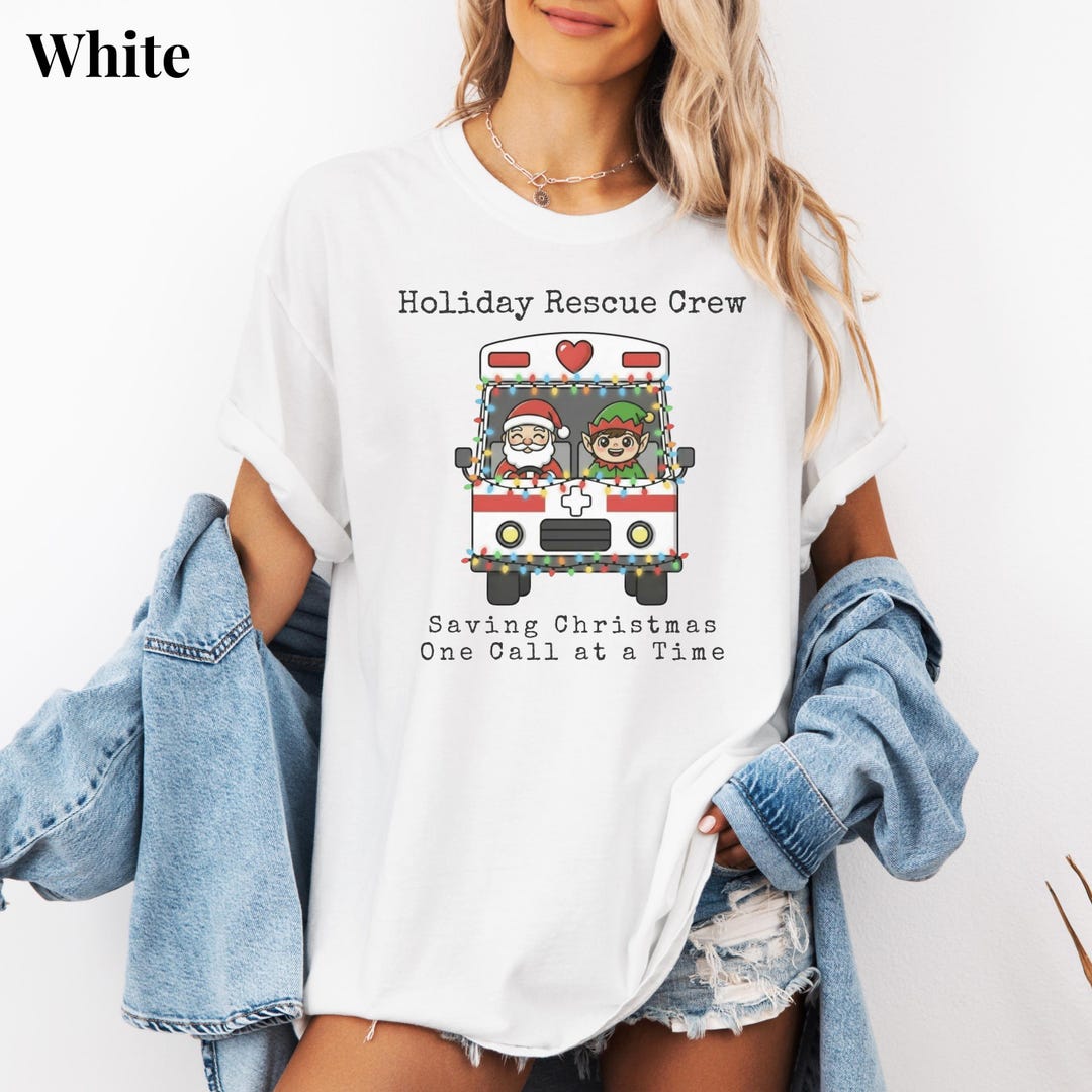 Holiday Rescue Crew Shirt, Comfort Colors EMT Shirt, Holiday Medical ...