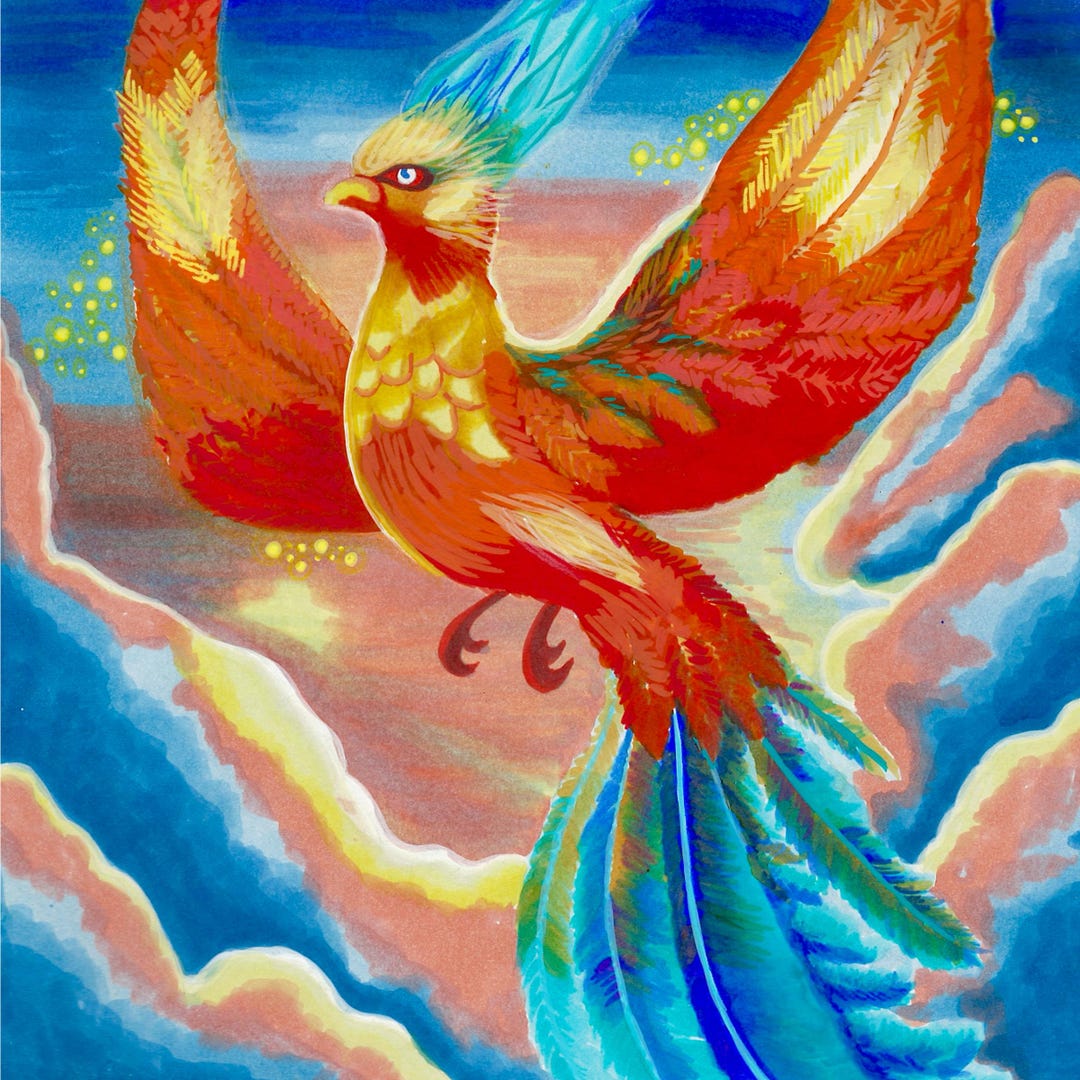 Pheonix Wall Decor 8x8 Cardstock Paper Print. Hand Drawn by Vee - Etsy