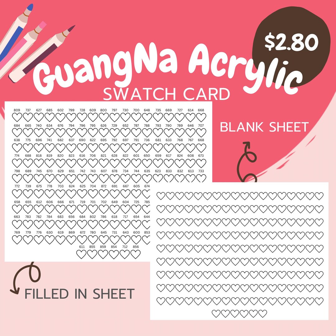 GUANGNA Acrylic Swatch Card - 168 Set / Option for Smaller Set! - Etsy