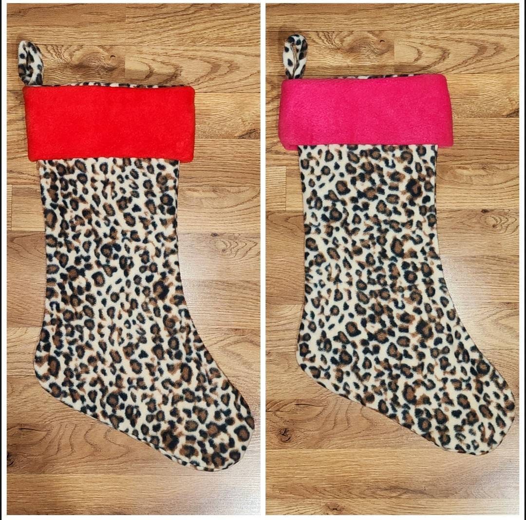Custom Handmade Cheetah Leopard Animal Print Holiday Christmas Stocking ...
