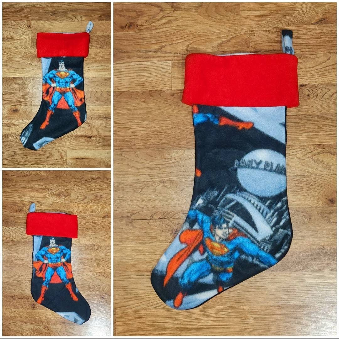 Custom Handmade DC Justice League Superman Holiday Christmas Stocking W ...