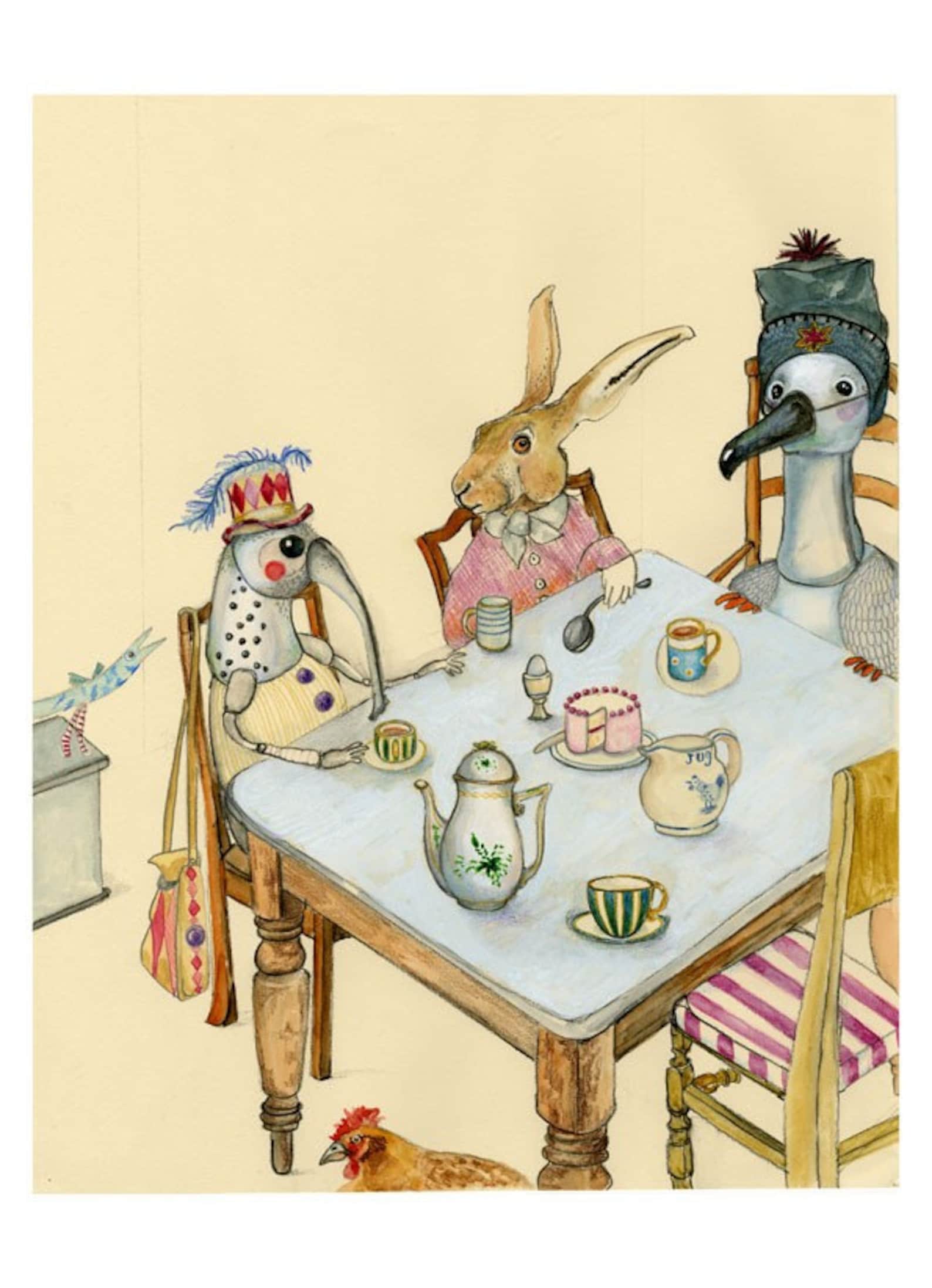 Tea Party Art Print Illustration 8x11 - Etsy