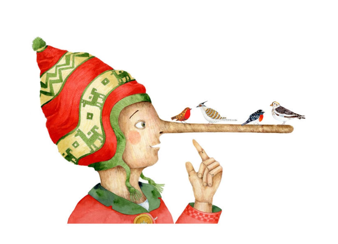 Print Pinocchio and Birds Illustration Print 8x11 - Etsy