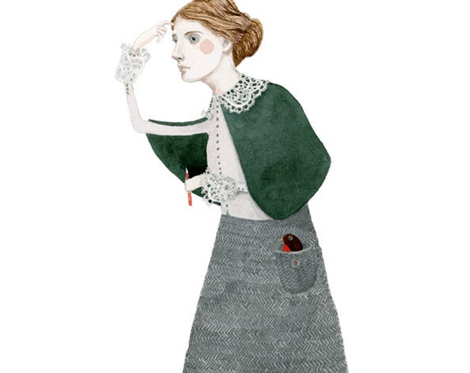 Virginia Woolf Portrait Art Print Giclee Drawing Illustration 8x11 - Etsy