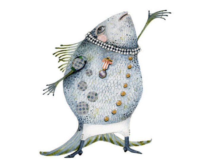 Fish Illustration Singing Fish Giclee Print 8x11 - Etsy