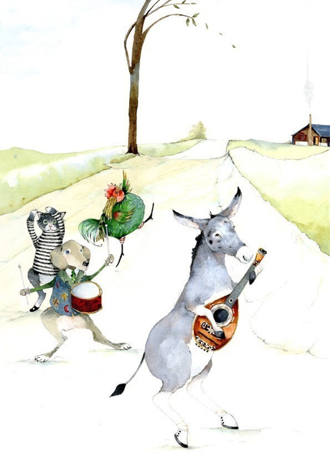 Print Musicians of Bremen Illustrated Print 8x11 - Etsy