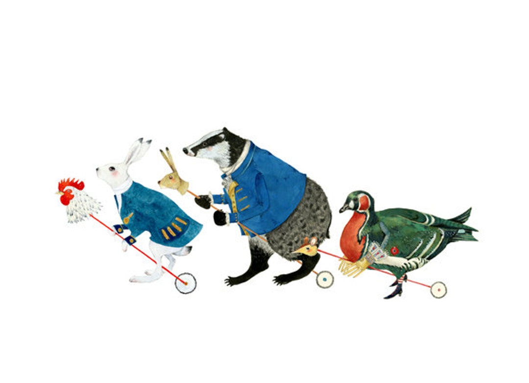 Hare Badger and Duck Animal Parade Print 8x11 Art Print - Etsy