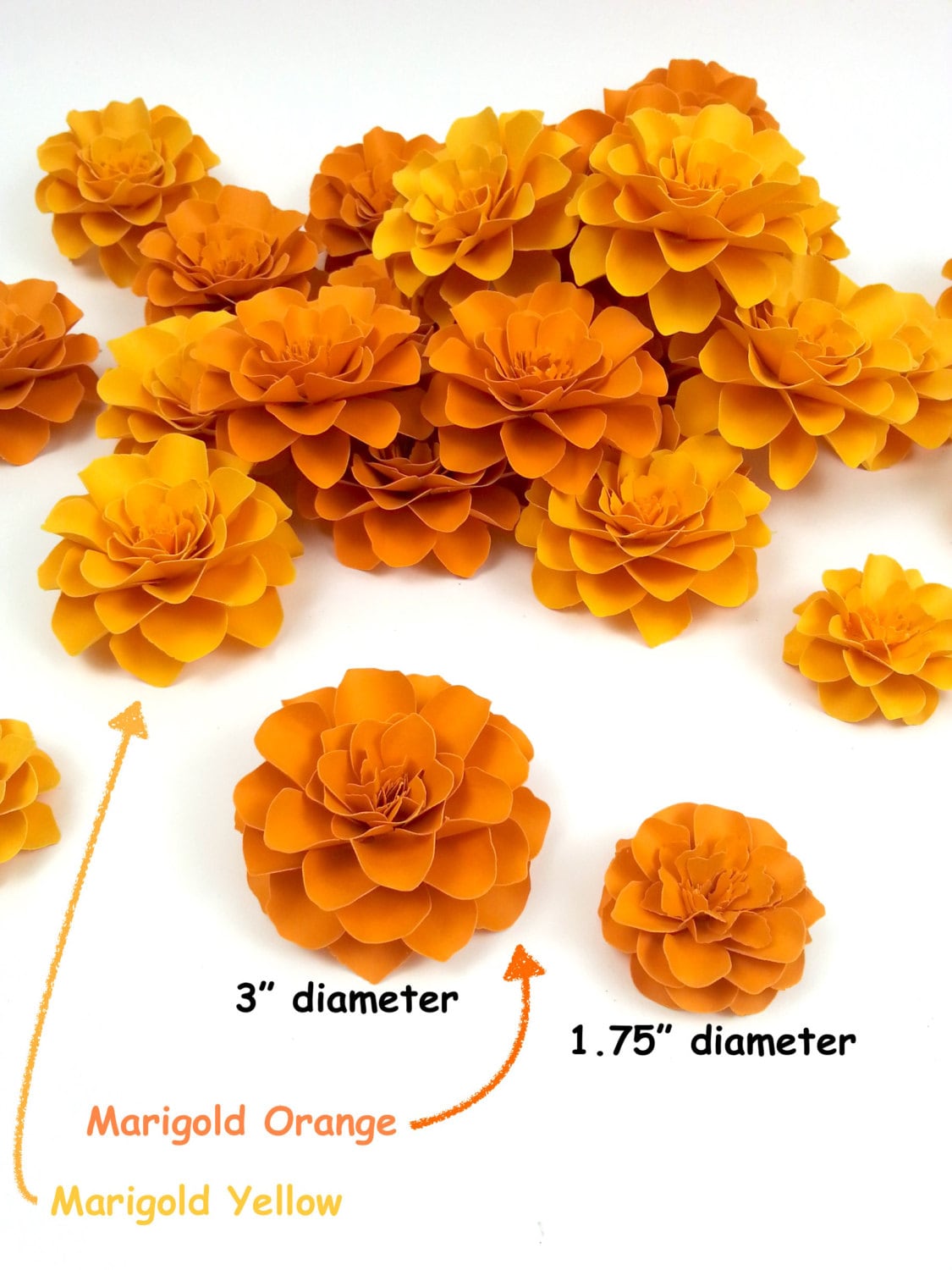 The Marigold Paper Flowers Set Of 5 Etsy