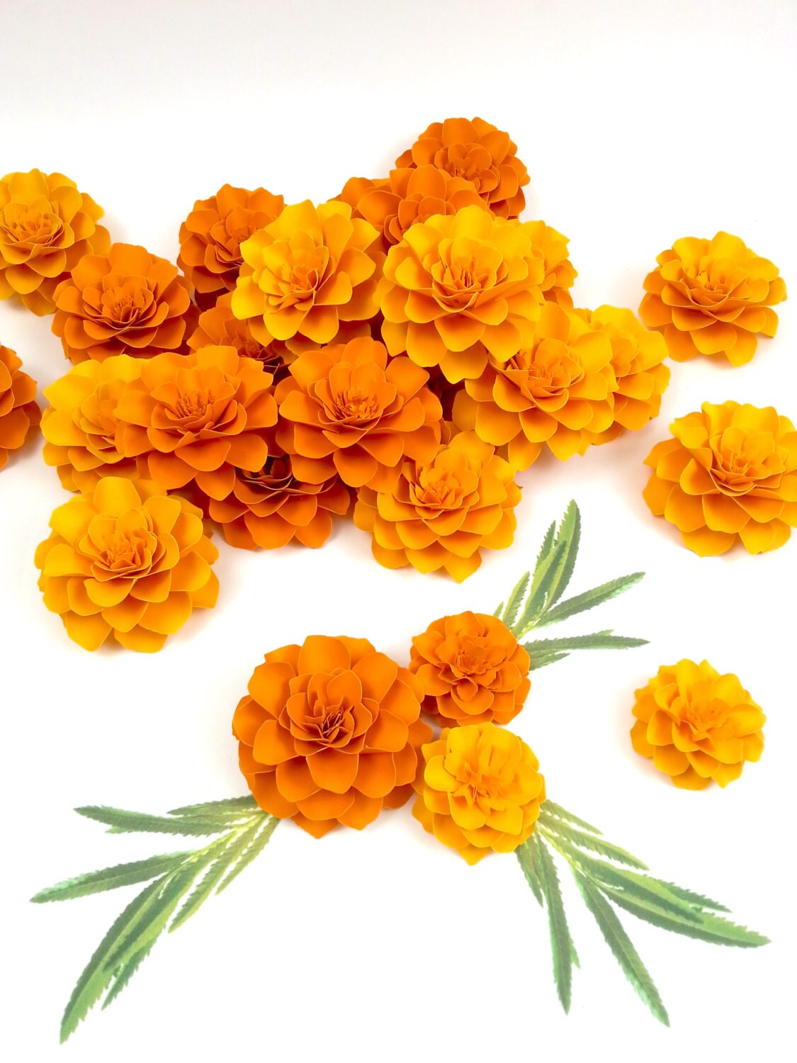 The Marigold Paper Flowers Set Of 5 Etsy
