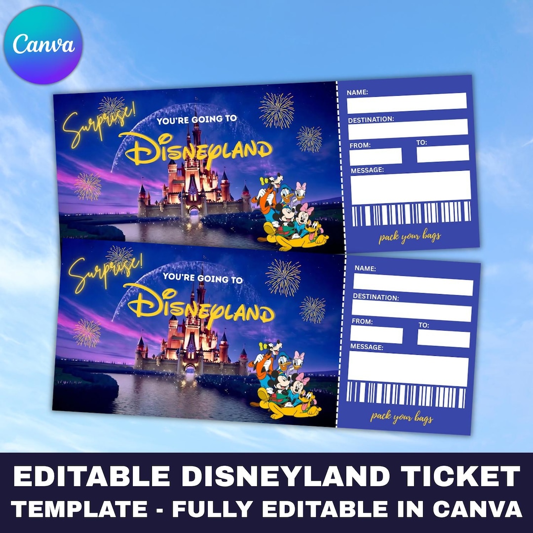 Disneyland Paris Voucher - to Print,disney Ticket,disney Travel Ticket ...