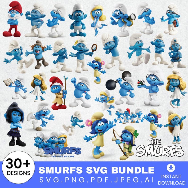 Smurffs SVG Mega Bundle, Smurffs Png, Smurffs Birthday Svg, Smurffs Cut ...
