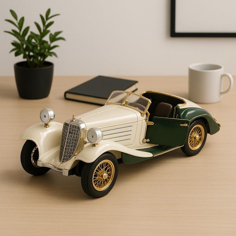Vintage Brass Car – Antique Metal Model Car – Retro Home or Office ...