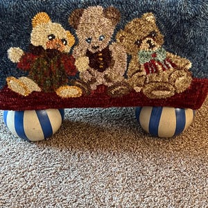 A Gathering of Teddy Bear Friends Hooked Footstool - Etsy