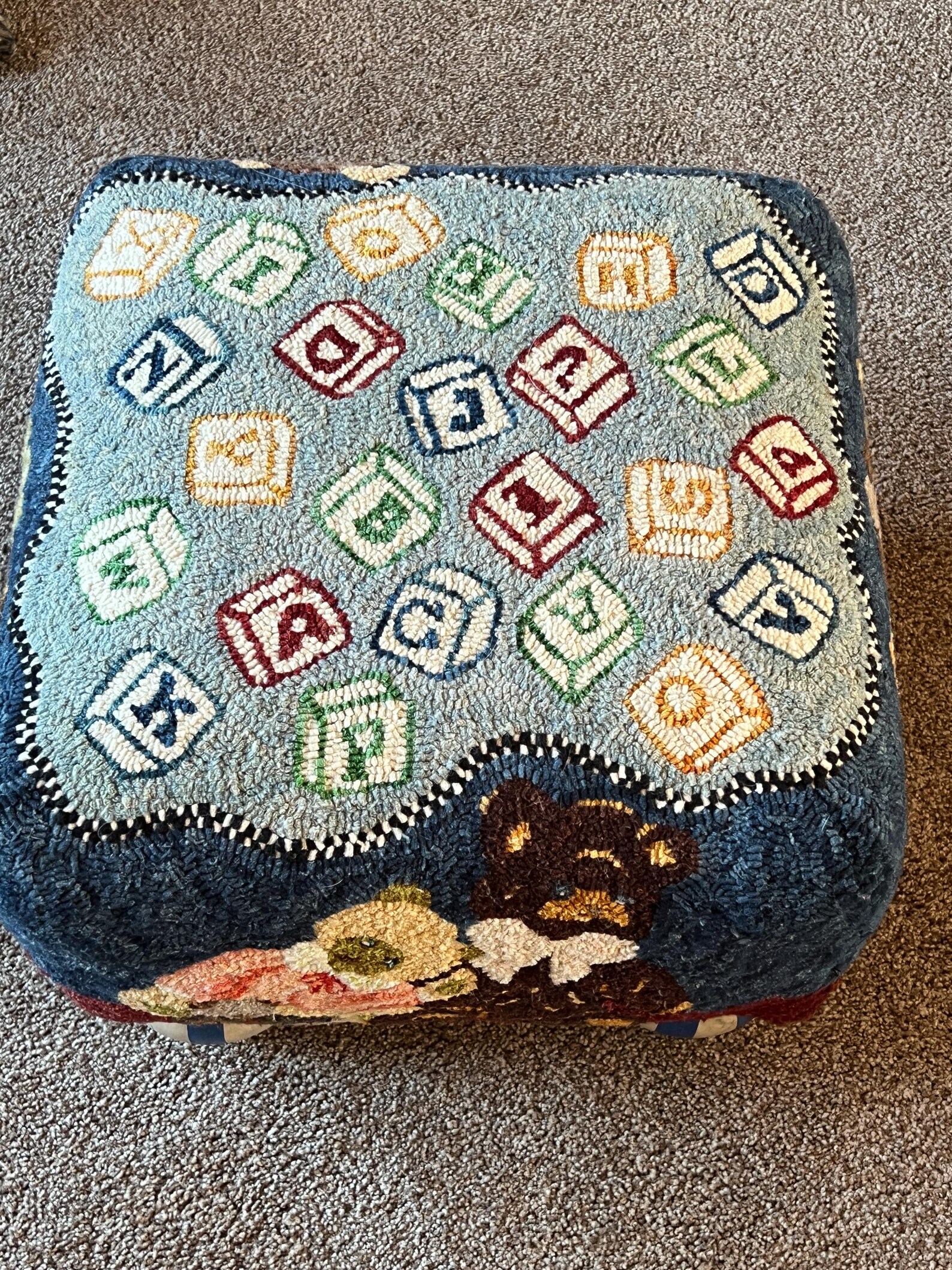 A Gathering of Teddy Bear Friends Hooked Footstool - Etsy