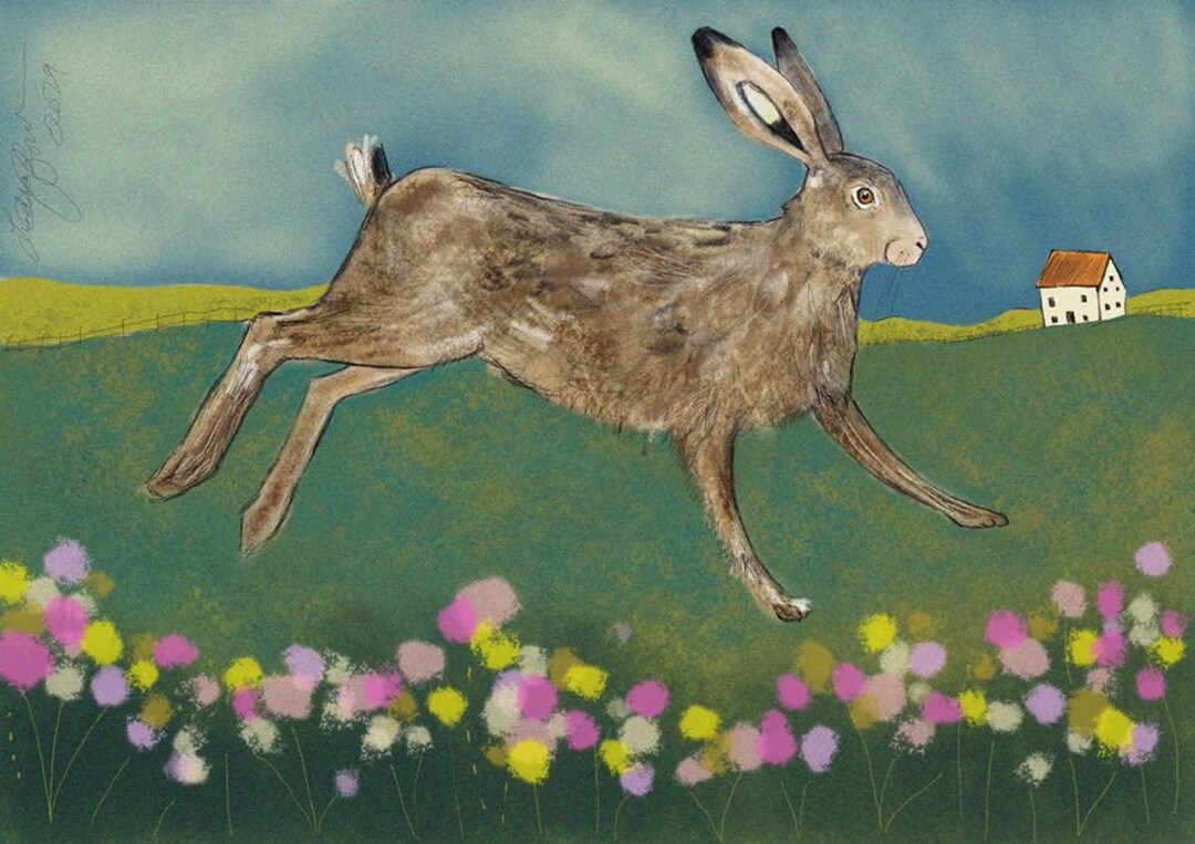 Run Rabbit Run Rug Hooking PAPER Pattern by Artist Lindsay Bowles - Etsy