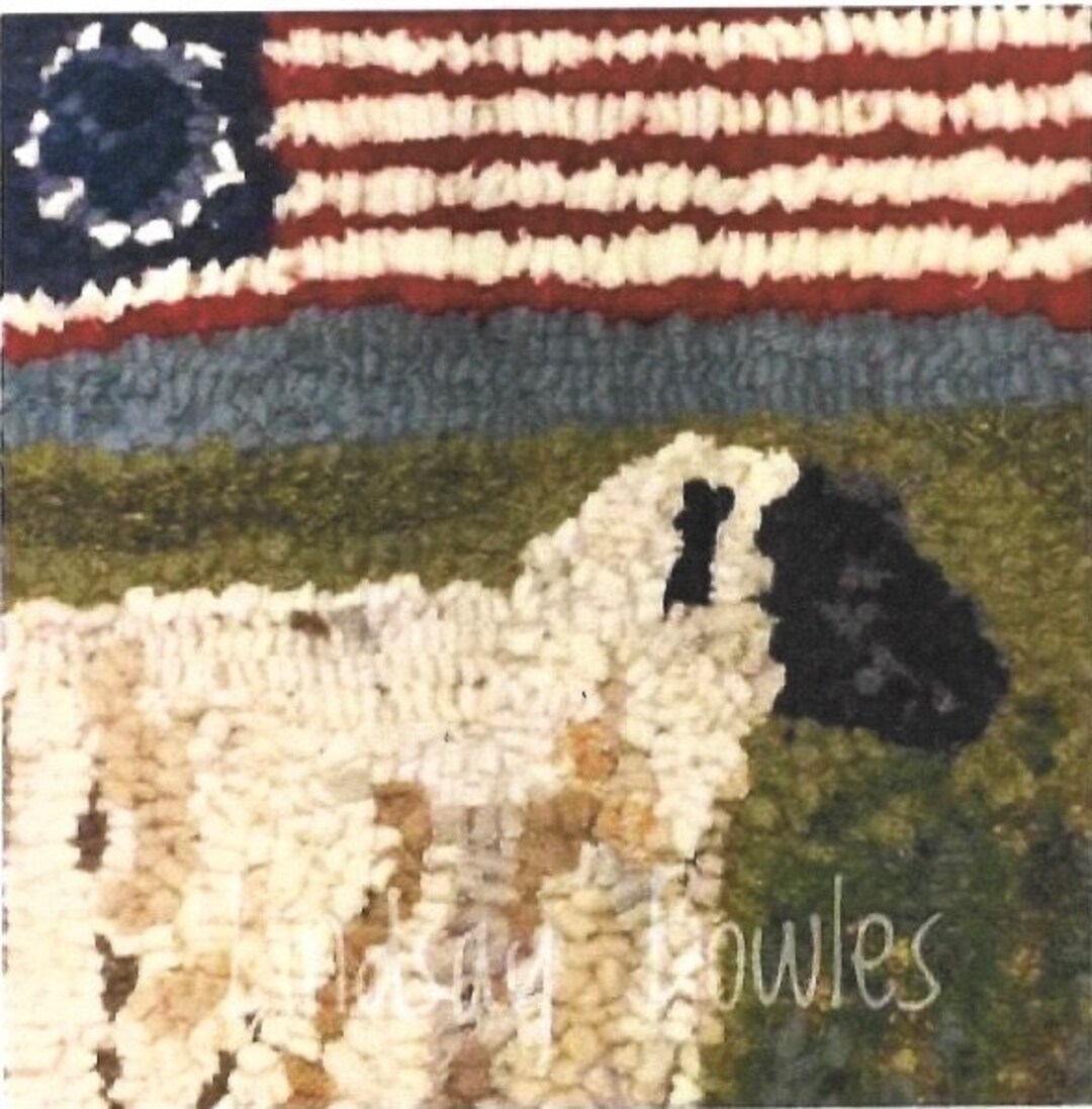 Olde Glorious Sheep Rug Hooking PAPER Pattern by Artist Lindsay Bowles ...
