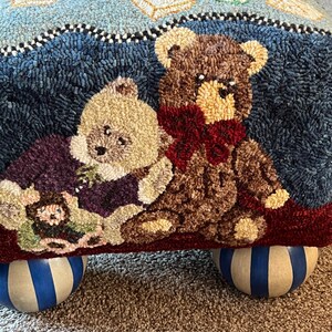 A Gathering of Teddy Bear Friends Hooked Footstool - Etsy