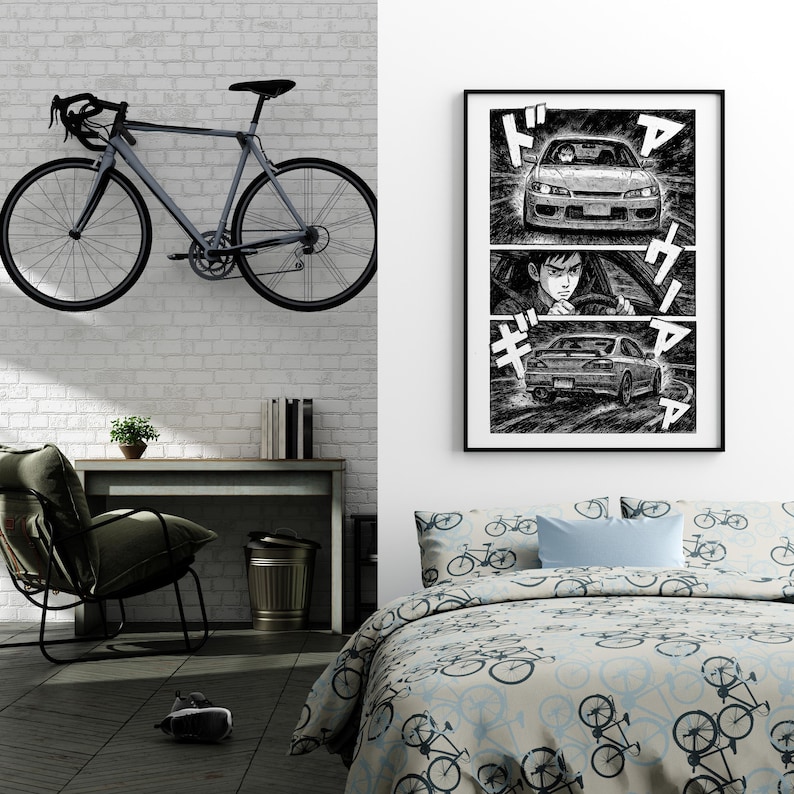 Nissan Silvia S15 Drift Print – Manga Touge Wall Art | Black & White ...